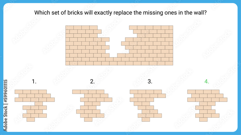 IQ test question with one main object a wall from where bricks are ...
