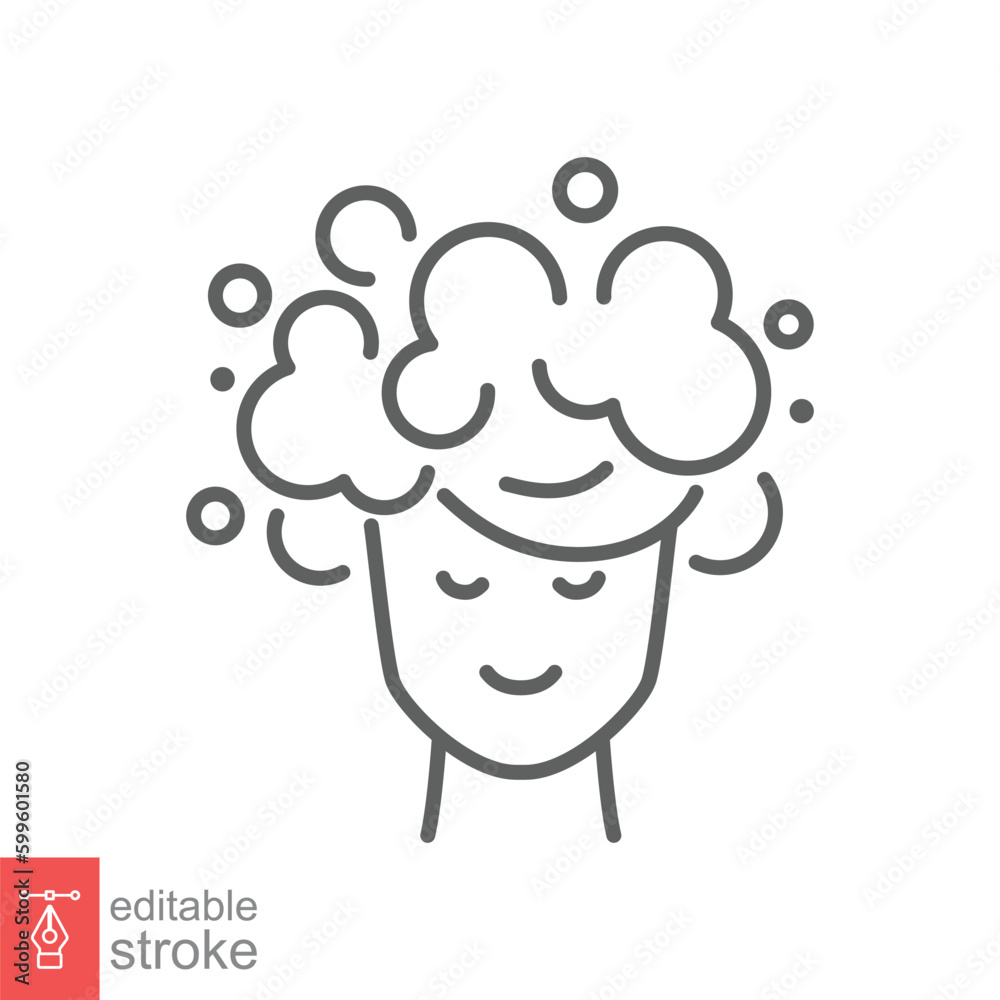 Soaping head icon. Simple outline style. Hair washing, foam, woman ...
