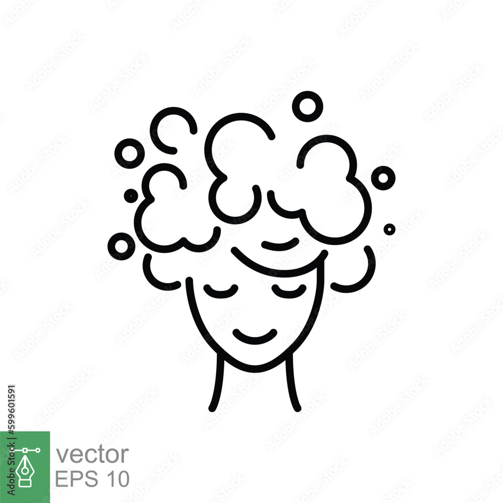 Vecteur Stock Soaping Head Icon Simple Outline Style Hair Washing
