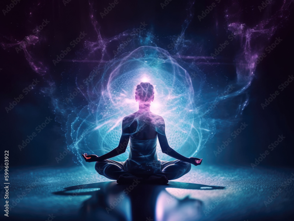 Inside the healing Positive energy Esoteric abstract portrait of young ...