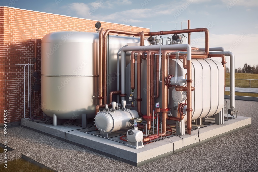 geothermal energy system with heat exchanger and hot water storage tank ...