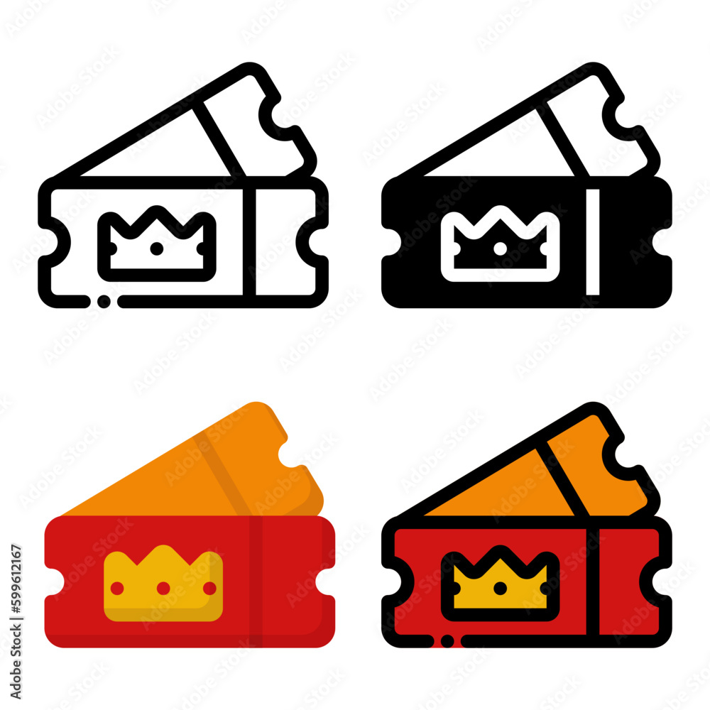 VIP tickets icon set. Colorful cartoon VIP tickets icon. VIP tickets ...