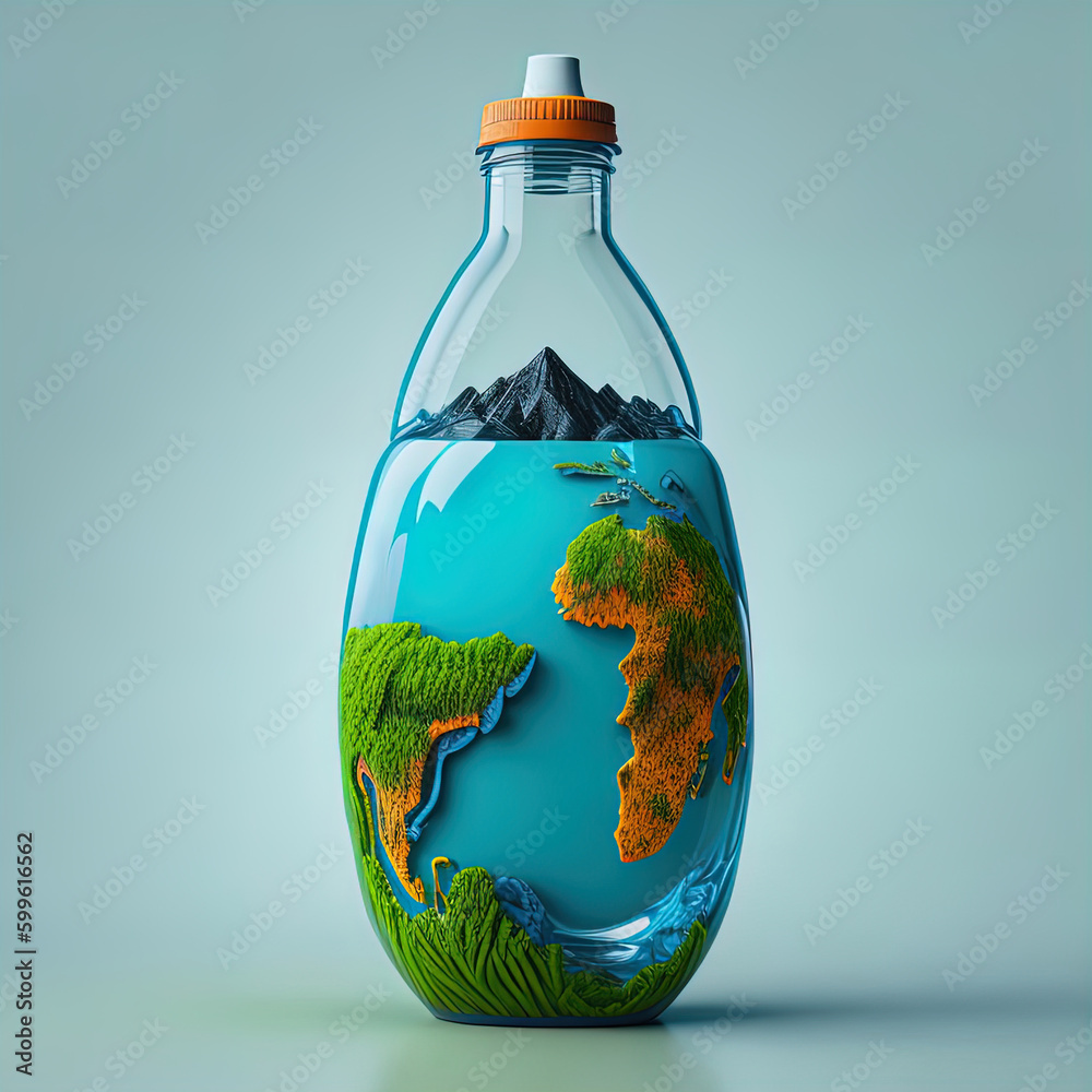 Plastic bottle save the planet continents in a bottle green peace magic ...