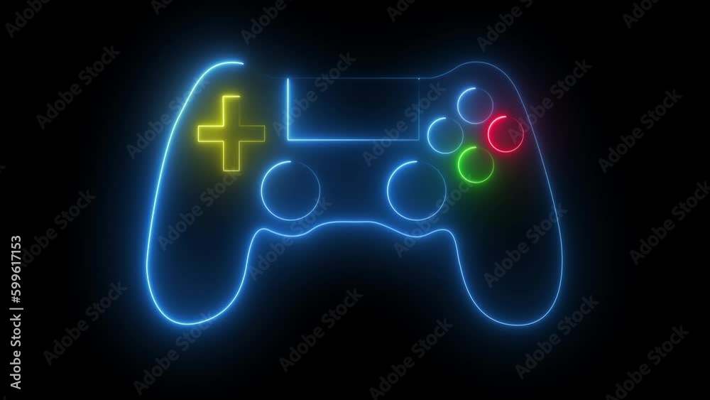 Game Controller Neon Lights Neon Lines Looped animated background ...