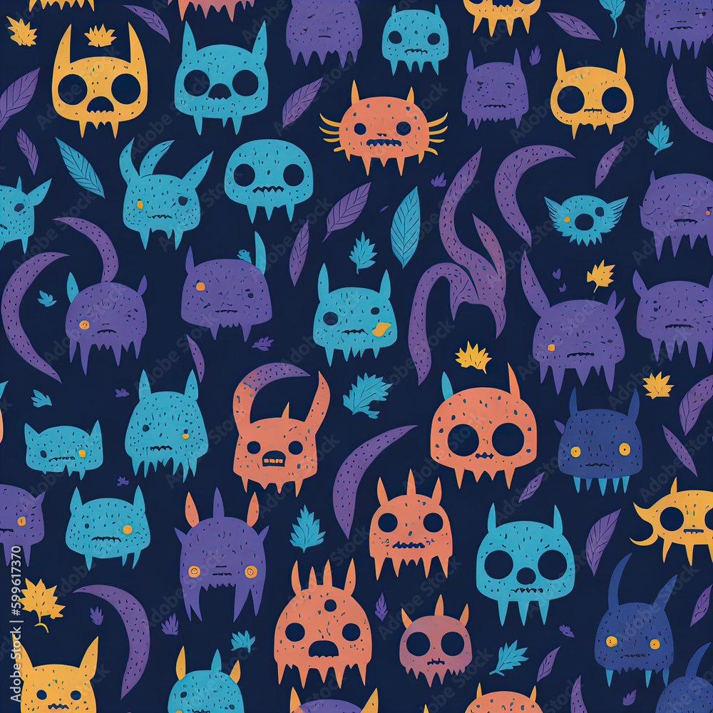 ภาพประกอบสต็อก Seamless repeating pattern print illustration of cartoon ...