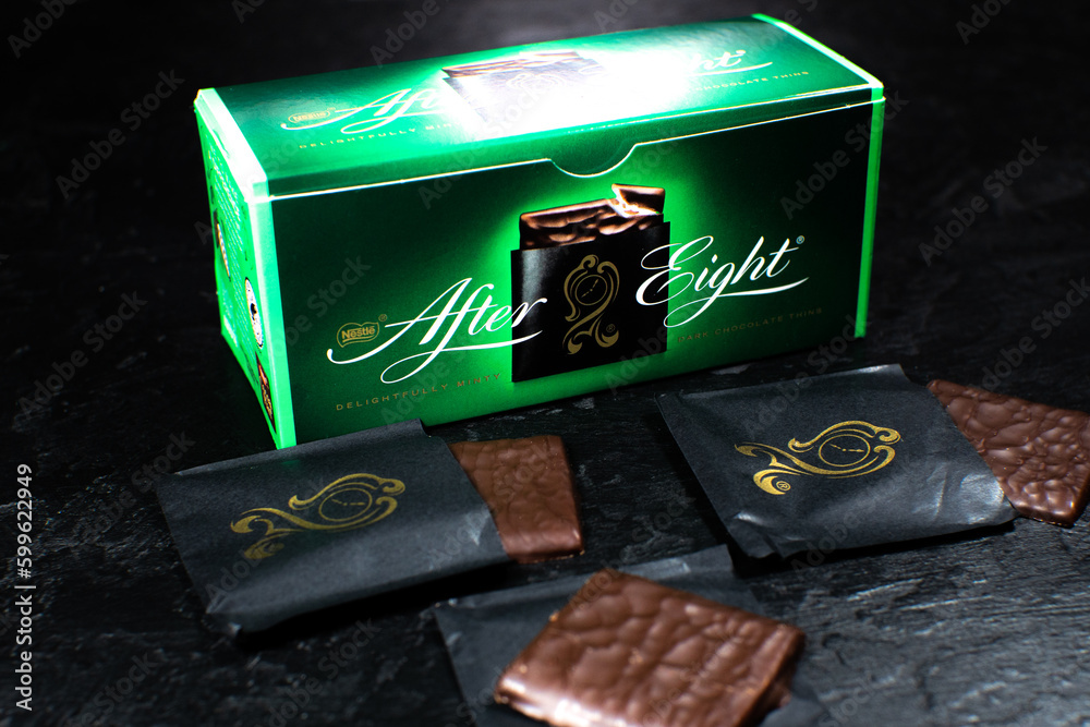 LVIV, UKRAINE - April 20, 2023 : Package of "After Eight" chocolate box ...