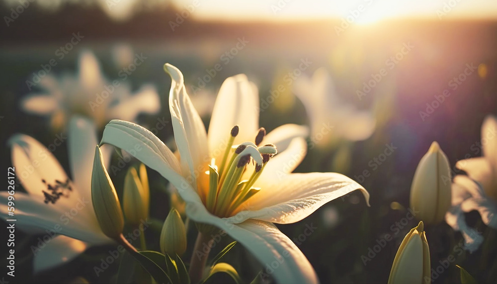lily flowers on spring and summer season, blooming at colorful wild ...