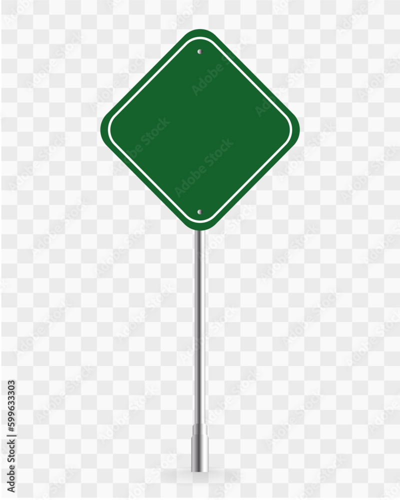 Blank green traffic road sign isolated on transparent background ...
