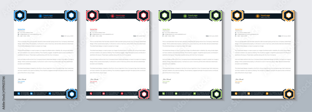 Simple business letterhead design, Modern letterhead template, Vector ...