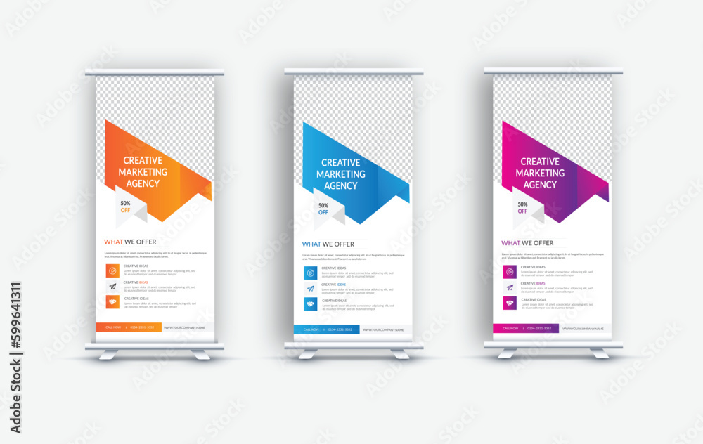 Modern corporate colorful roll up standee banner design template ...