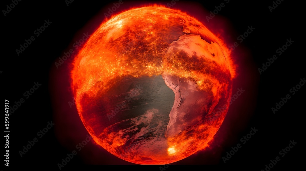 Illustration of the earth world globe on fire or burning increasing the ...