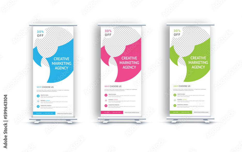 Creative Colorful Stylish corporate roll up banner design in curve ...