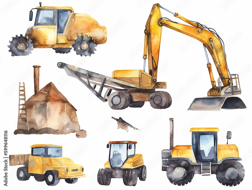 set di attrezzi e macchine per la costruzione per bambini su sfondo ...