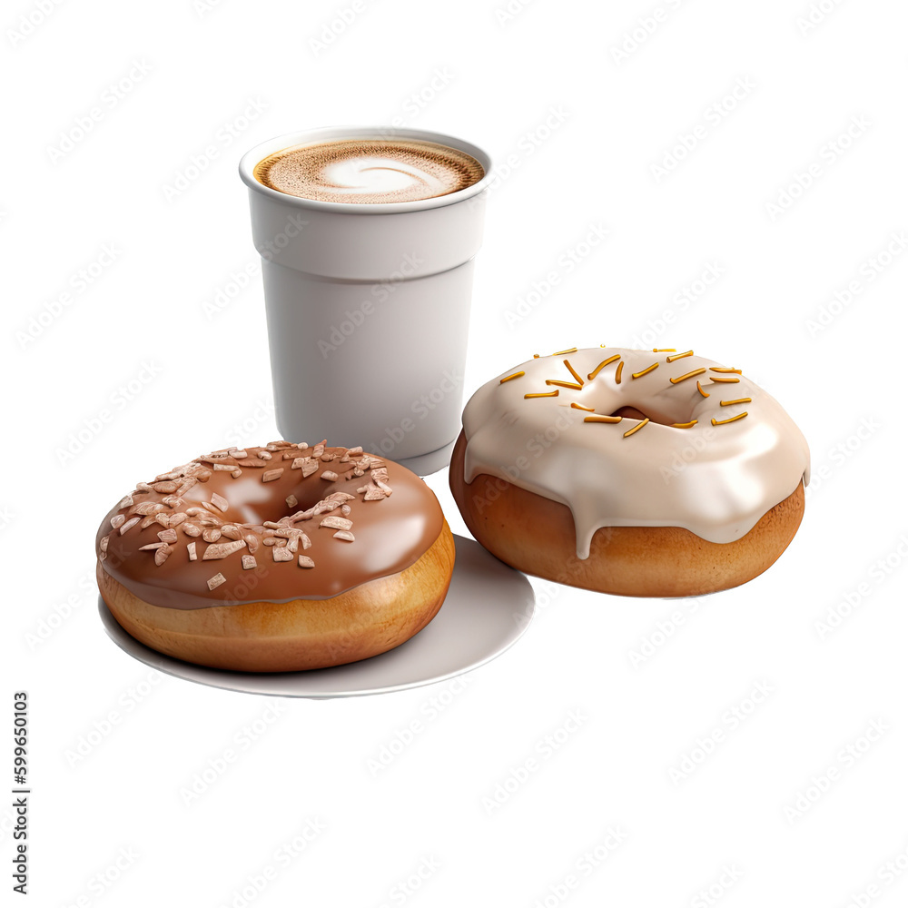an isolated cup of coffee with doughnuts Barista, Coffee shop-themed ...