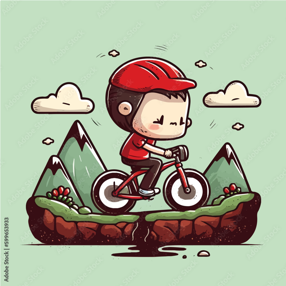 Vector illustration of a challenge character Going on a bike ride ...