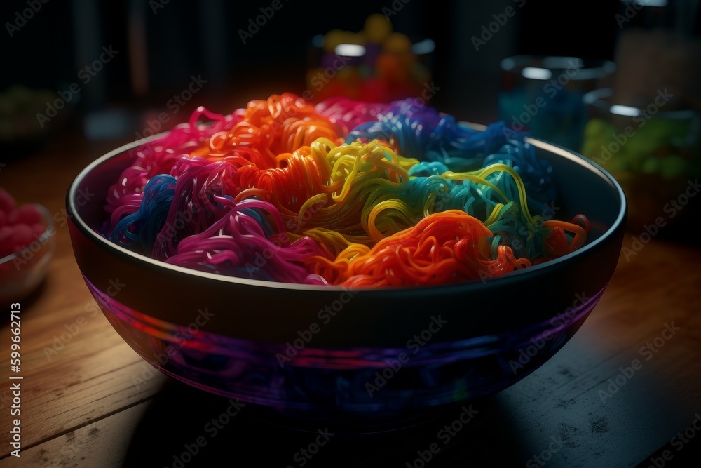 Surreal and Delicious: Rainbow-Colored Noodles with Vibrant Sauces and ...