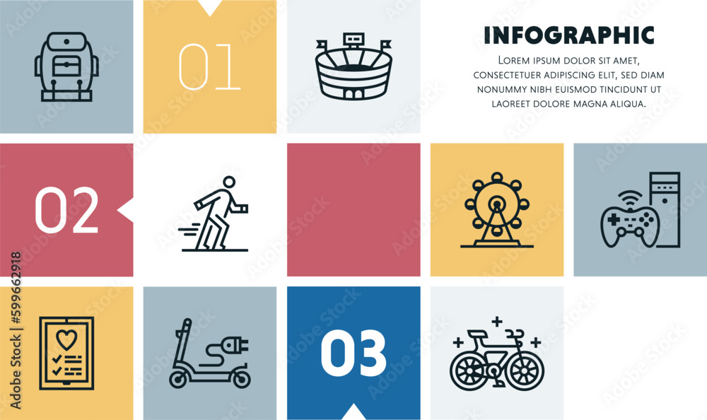 Weekend activities infographic design with icons, made by thin line ...