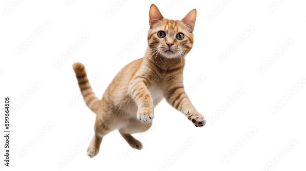 A jumping cat isolated on a transparent background, Generative AI Stock ...