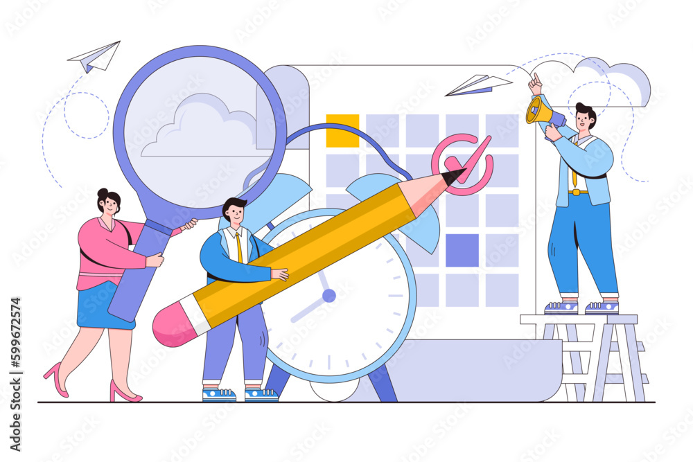 Work planning, daily routine concept. Business people filling out the ...