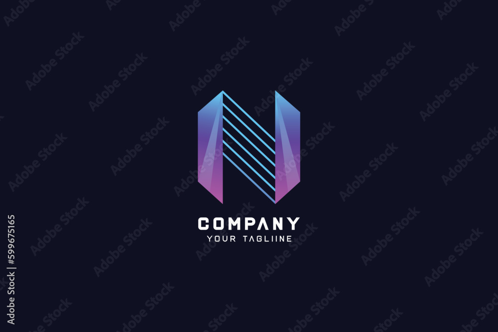 N letter modern real state company logo design, N initials, n building ...