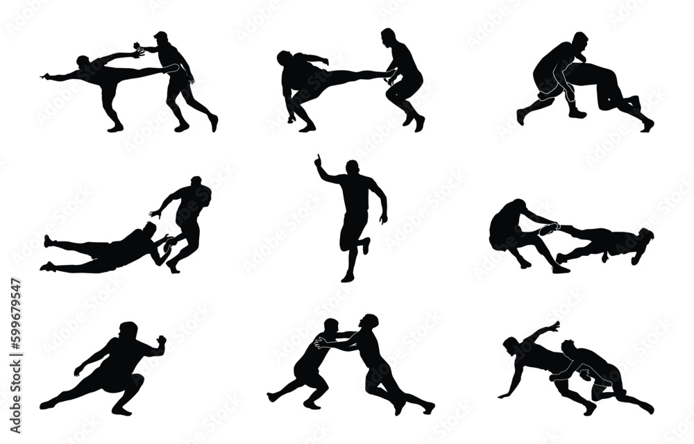 Kabaddi players silhouette design. Stock Vector | Adobe Stock