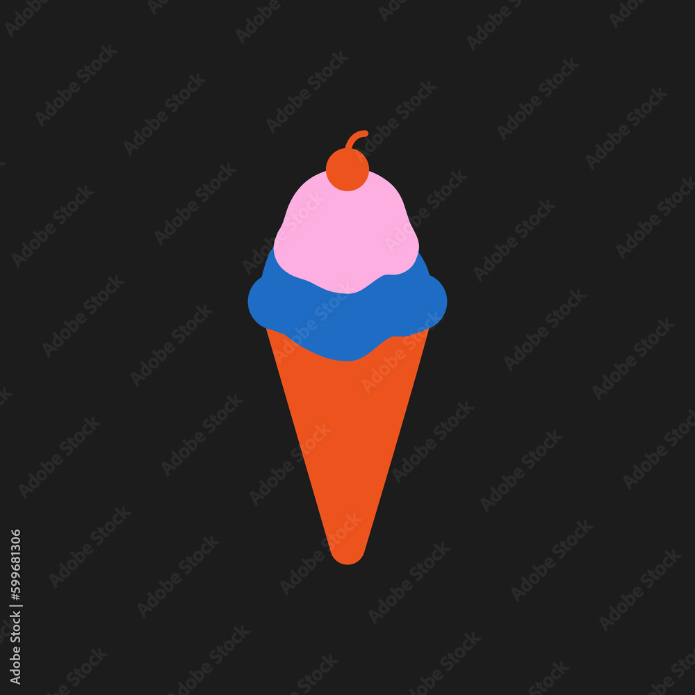 Ice Cream out retro style. Cute elements and characters in psychedelic ...