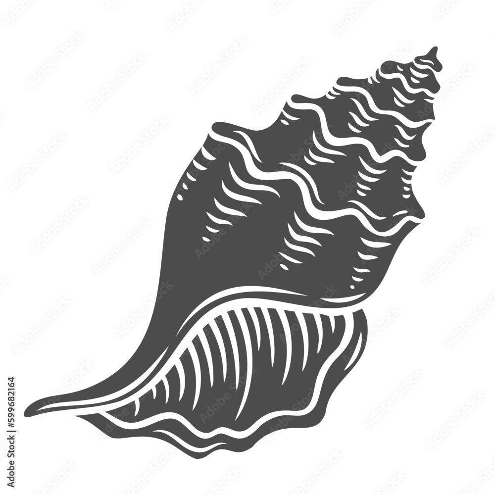 Conch shell glyph icon vector illustration. Stamp of sea snail with ...