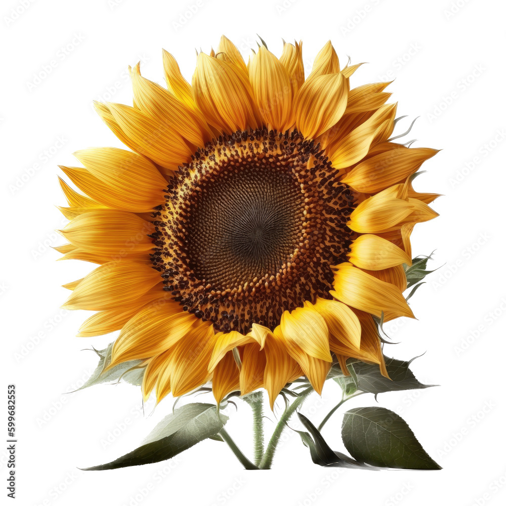 isolated Giant Sunflowers, with leaves and stock, Garden-themed ...