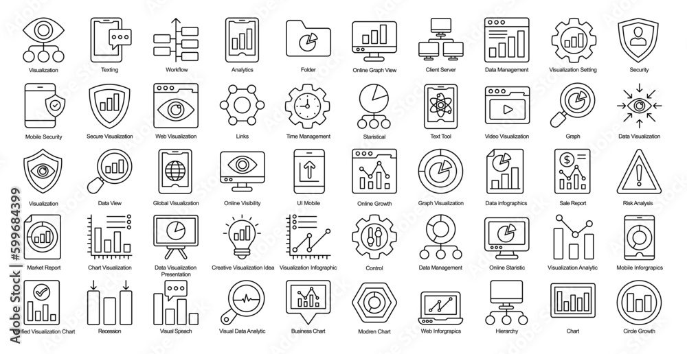 Data Visualization Thin Line Iconset Web Presentation Outline Icon ...