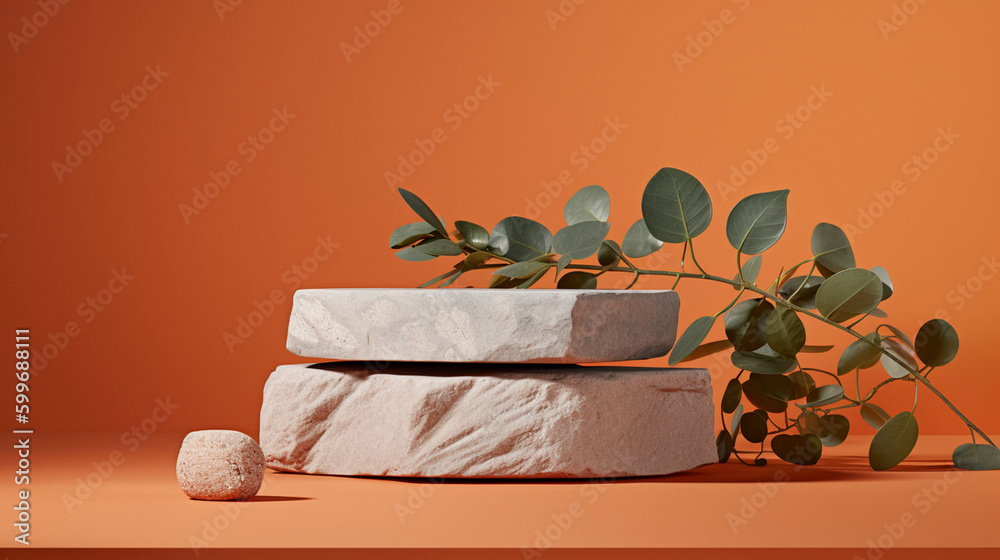 Orange Step Up Podium in Concrete Natural Stone - Product Mock Up and ...