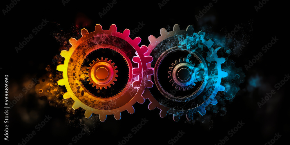 An abstract and colorful image illustrating the fusion of services and ...