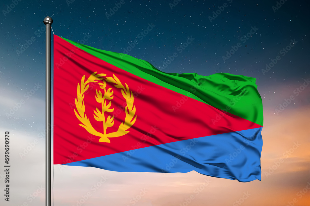 Waving flag of the Eritrea. Pole Flag in the Wind. National mark ...
