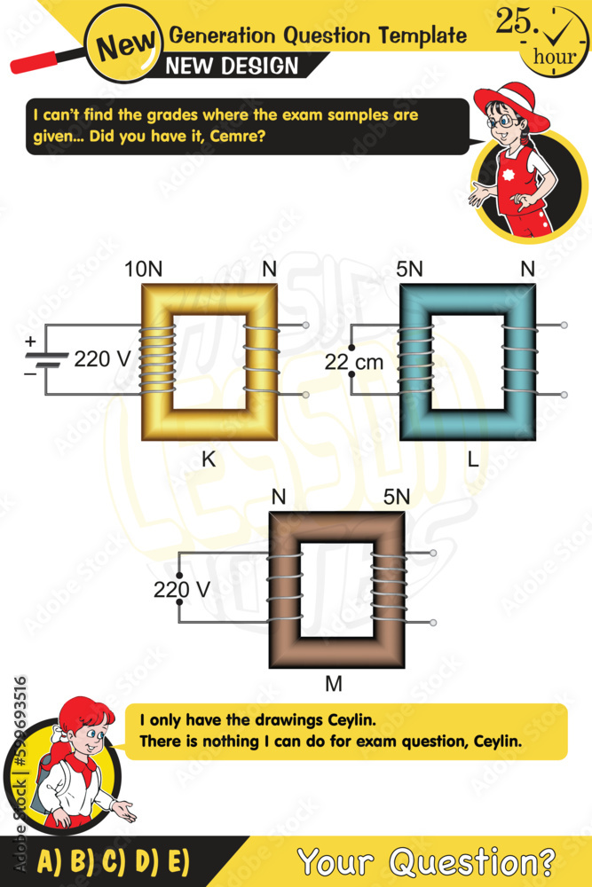 Vetor de Physics, simple electric motor, alternating current and transformers, Next generation ...