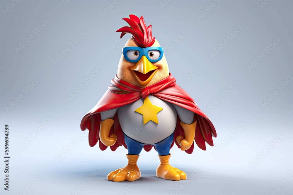 Cute Cartoon Rooster Superhero Stock Illustration | Adobe Stock