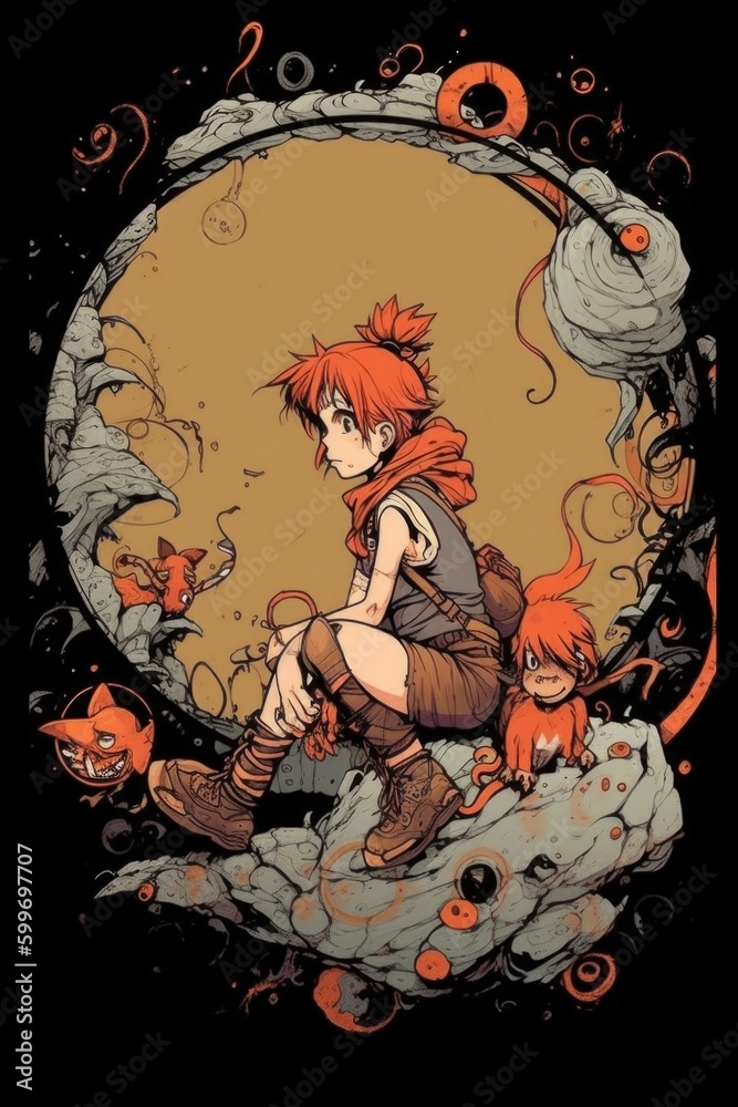 Awesome Solarpunk Pippi Longstocking, ai generative Stock-Illustration ...
