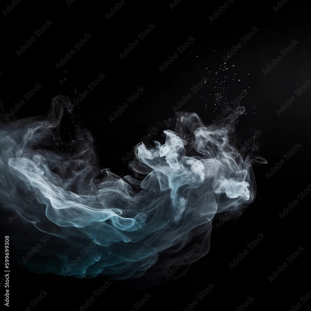 Smoke veil. Night haze. Blue glitter dust particles mist floating on ...