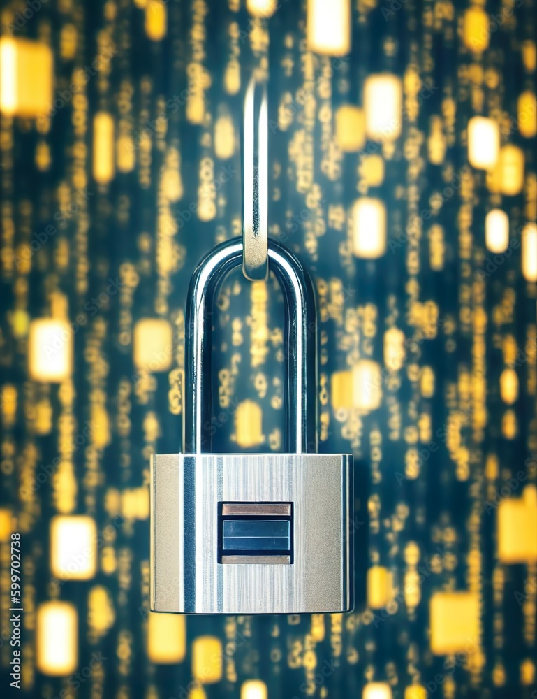 Padlock for Internet security. Server Protection in golden background ...