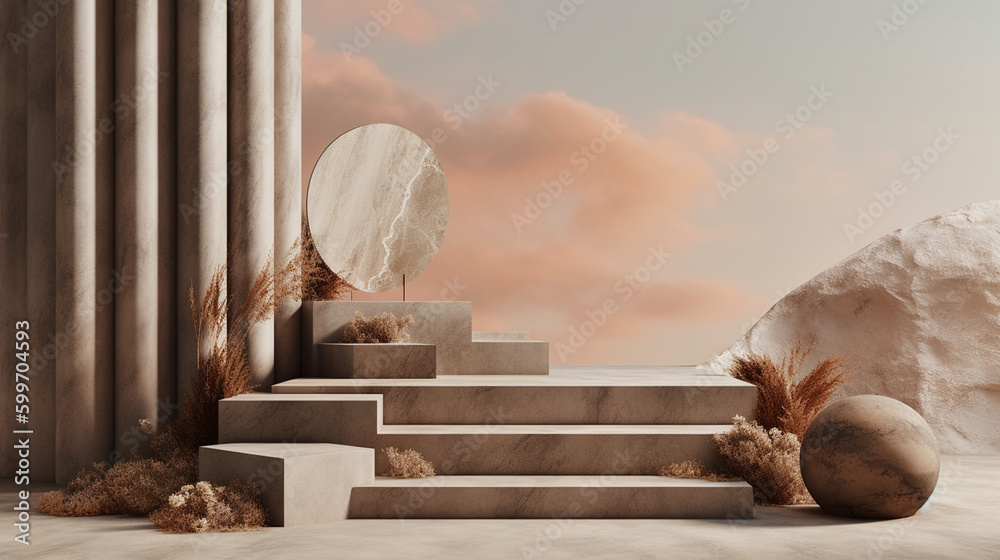 Natural Sand Stone Step Up Podium, Mars or Martian Aesthetic, Multi ...