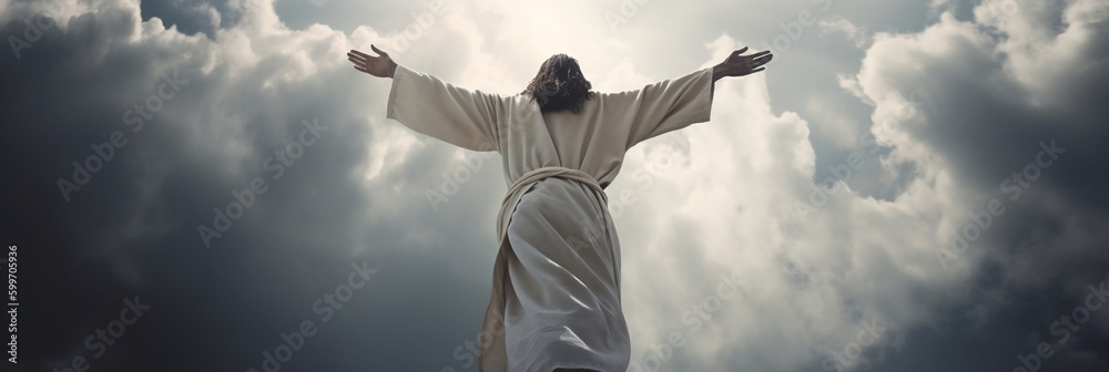 The resurrected jesus christ ascending to heaven above, generative ai ...