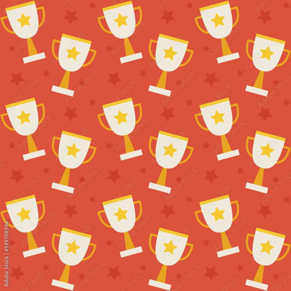 Flat Vector Seamless Pattern Sport Competition Trophy Winning. Flat ...