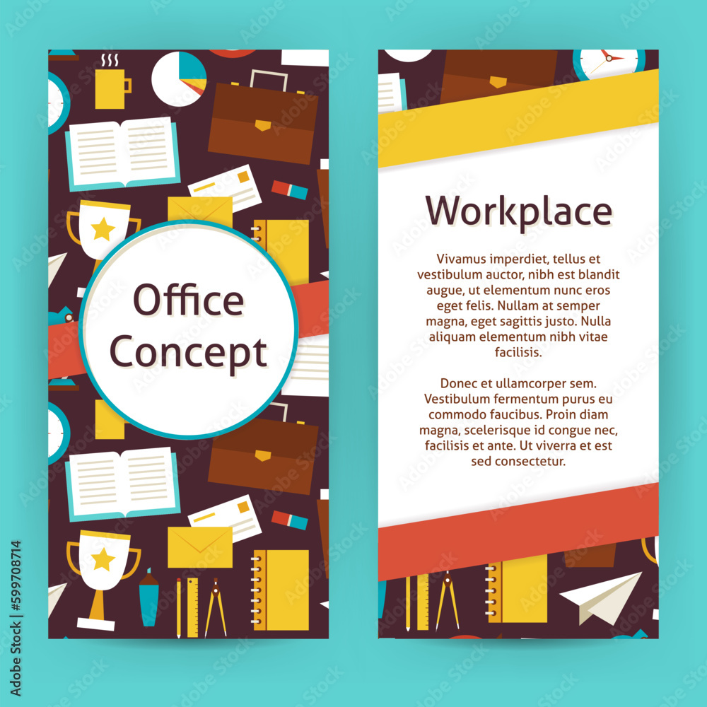 Flyer Template of Design Office Concept and Workplace Objects and ...