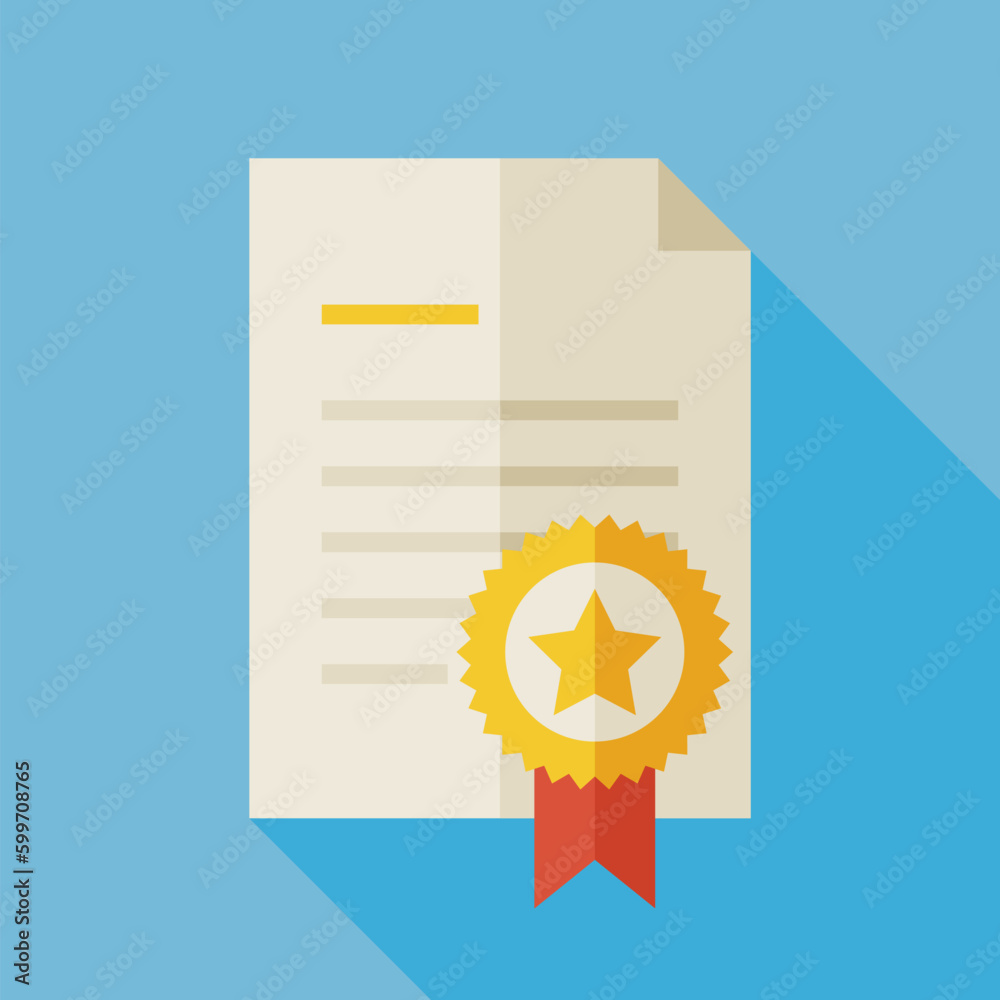 Flat Award Diploma Illustration with long Shadow. Paper Graduation ...