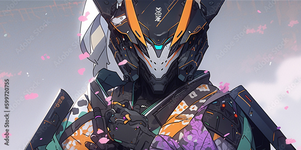 Anime Style Mech Ninja, Android Soldier, Warrior, Neotokyo, Cyberpunk ...