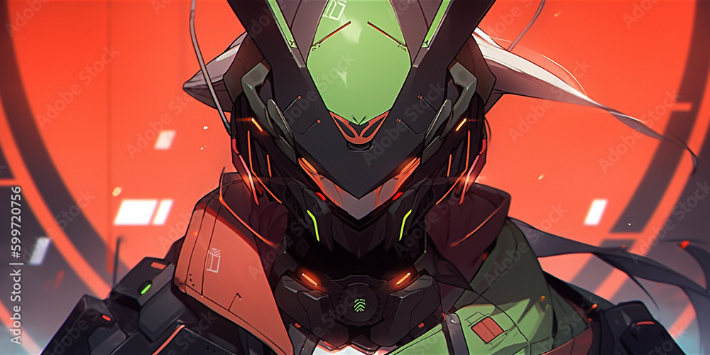 Anime Style Mech Ninja, Android Soldier, Warrior, Neotokyo, Cyberpunk ...