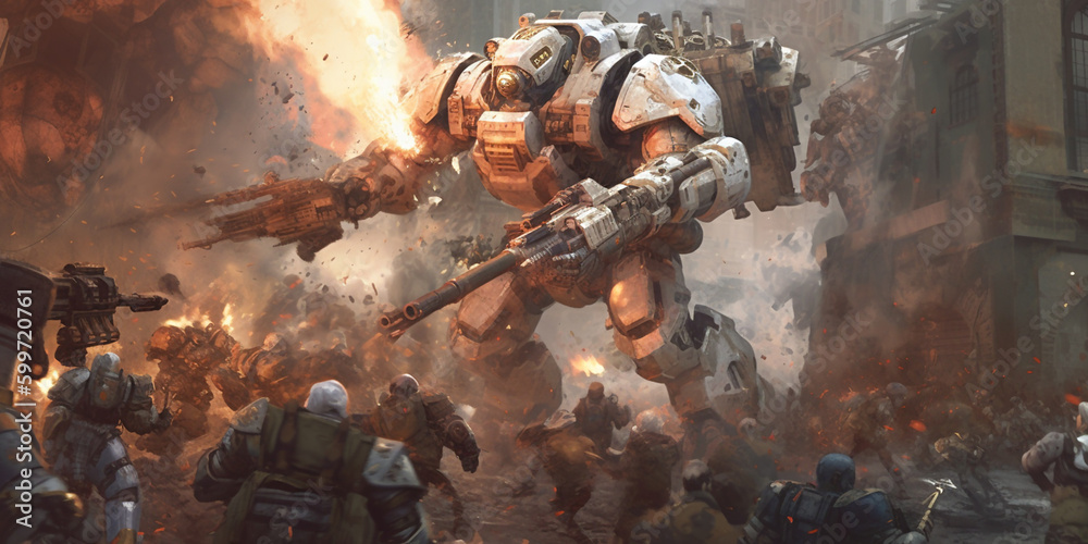 Huge Mech Battle, Fantasy Terminators, Androids, Humans Vs Robots ...