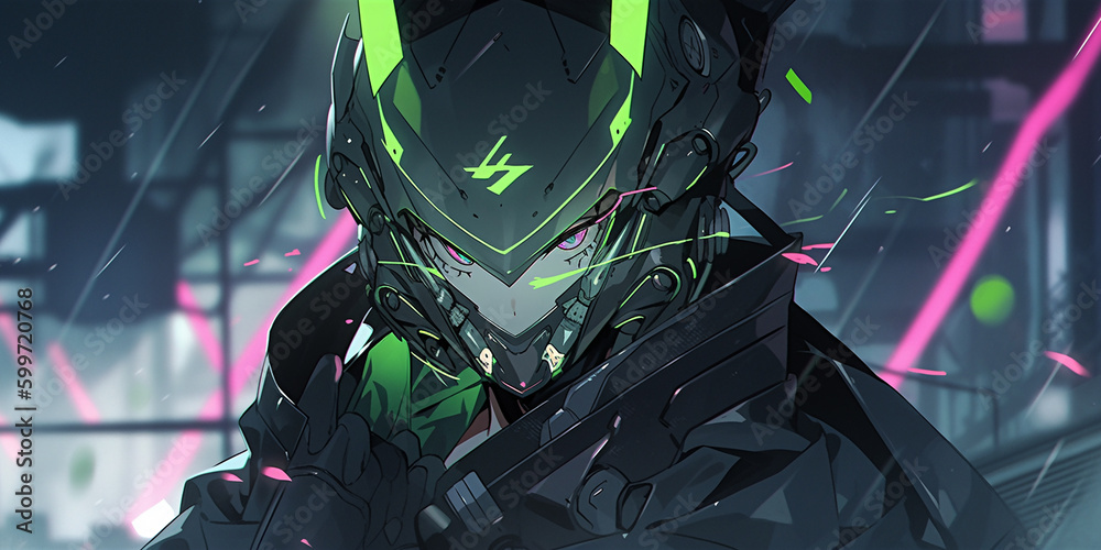 Anime Style Mech Ninja, Android Soldier, Warrior, Neotokyo, Cyberpunk ...