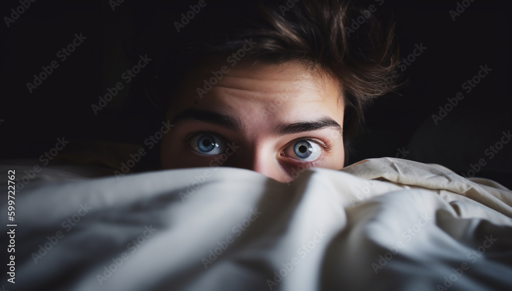 The eyes, the woman's eye hiding under the quilt, the woman who does ...