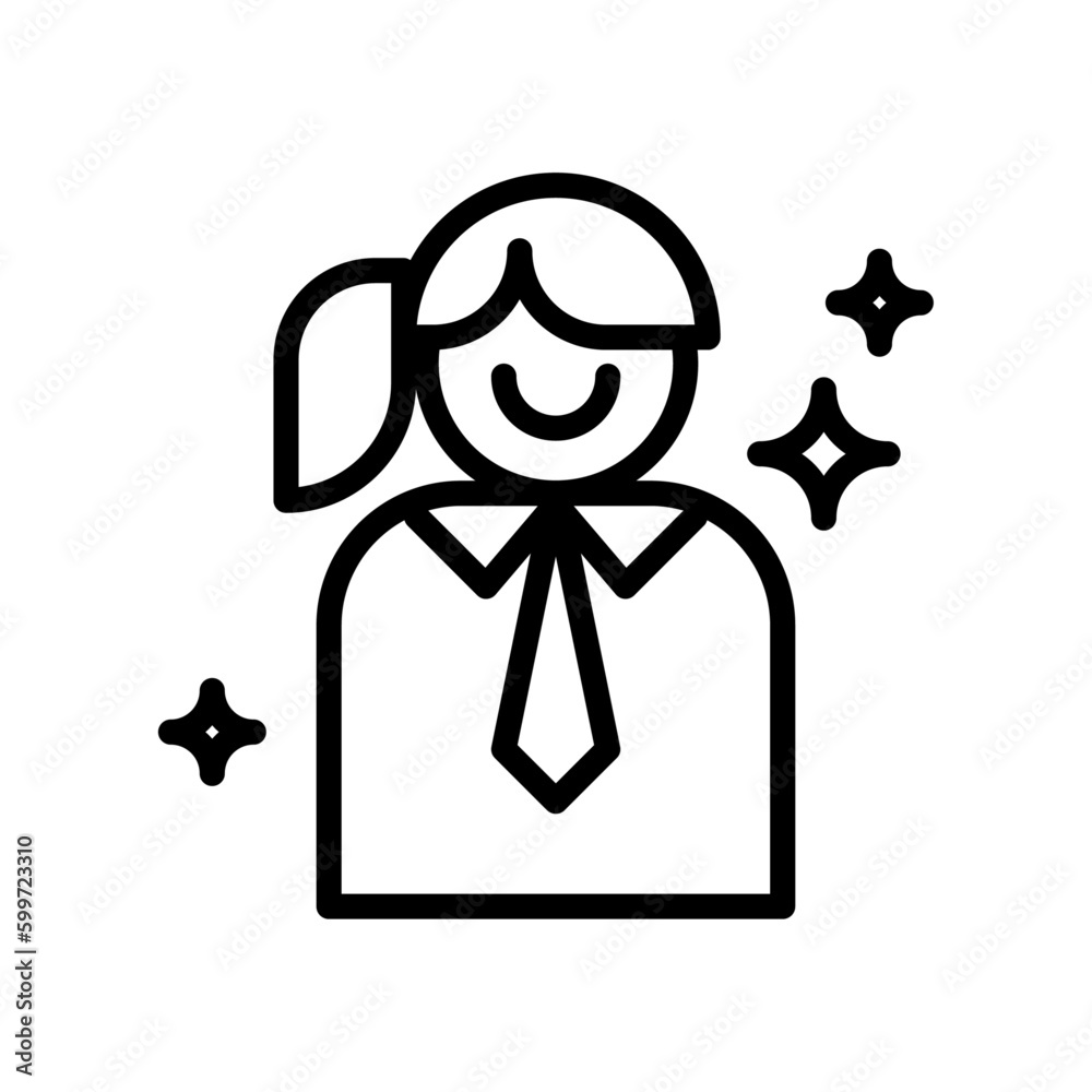 Marketing woman marketing icon with black outline style. management ...