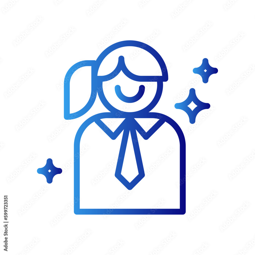 Marketing woman marketing icon with blue gradient outline style ...