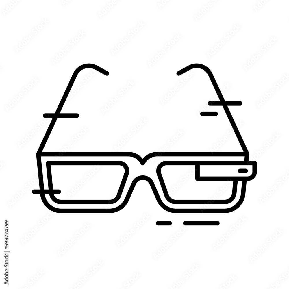Google glass technology icon with black outline style. information ...